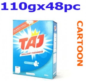 Taj detergent Powder 110g X 48pcs (Cartoon) - Fakher Al Shaab