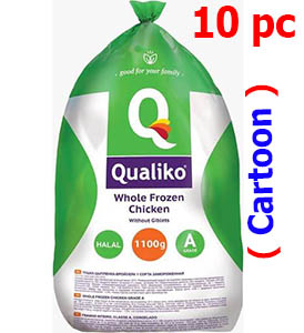 Qualiko Frozen Whole Chicken 10 X 1100g - Fakher Al Shaab
